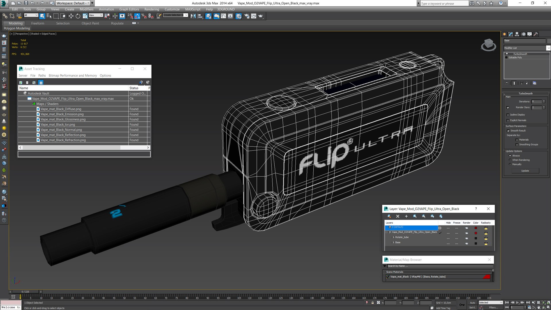 3D Model Vape Mod O2VAPE Flip Ultra Open Black - TurboSquid 2189630