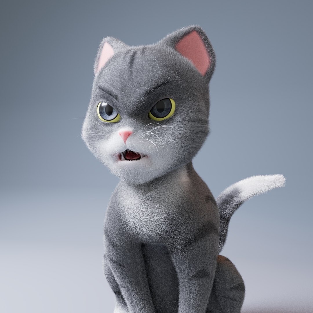 3D GRAY TOONED CAT - TurboSquid 2105898