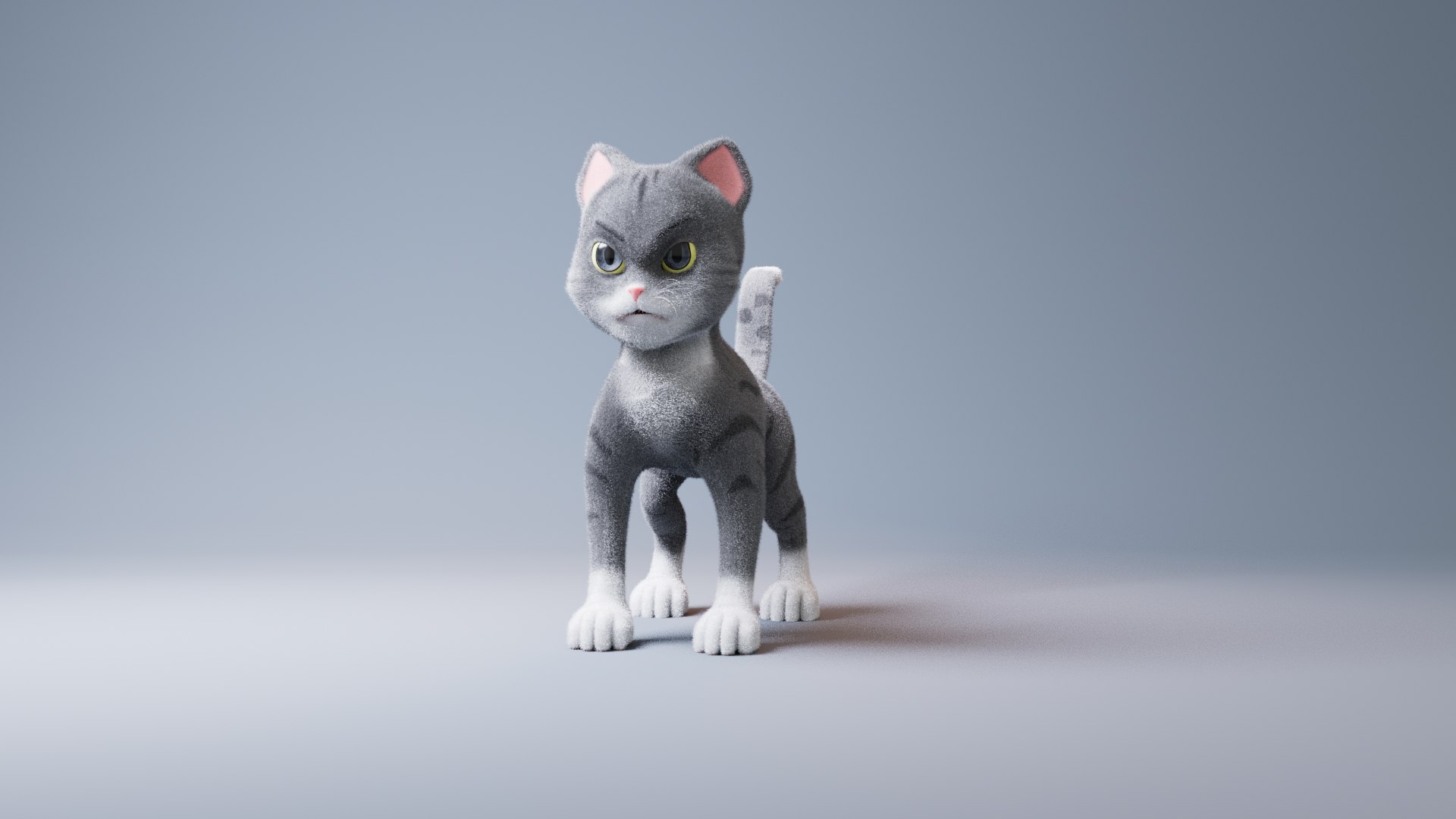 3D GRAY TOONED CAT - TurboSquid 2105898