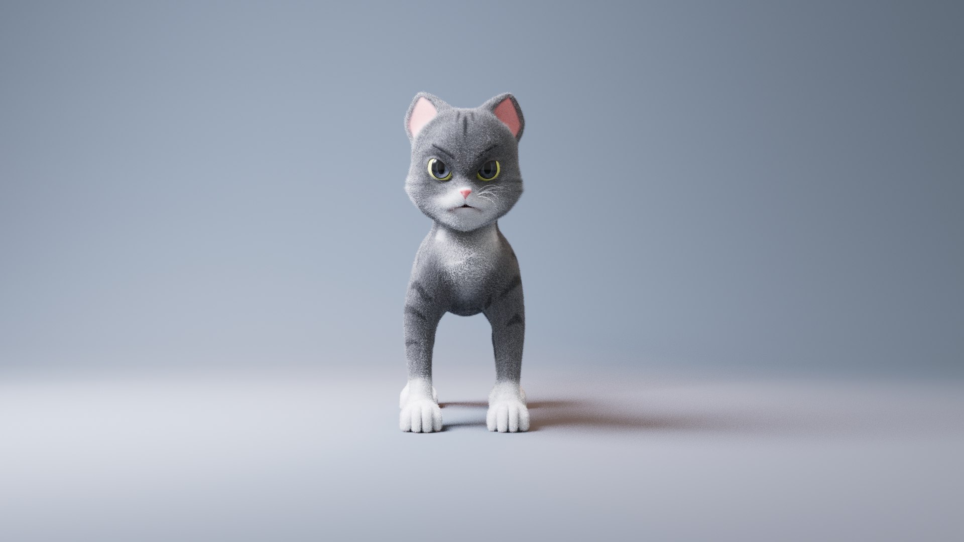 3D GRAY TOONED CAT - TurboSquid 2105898