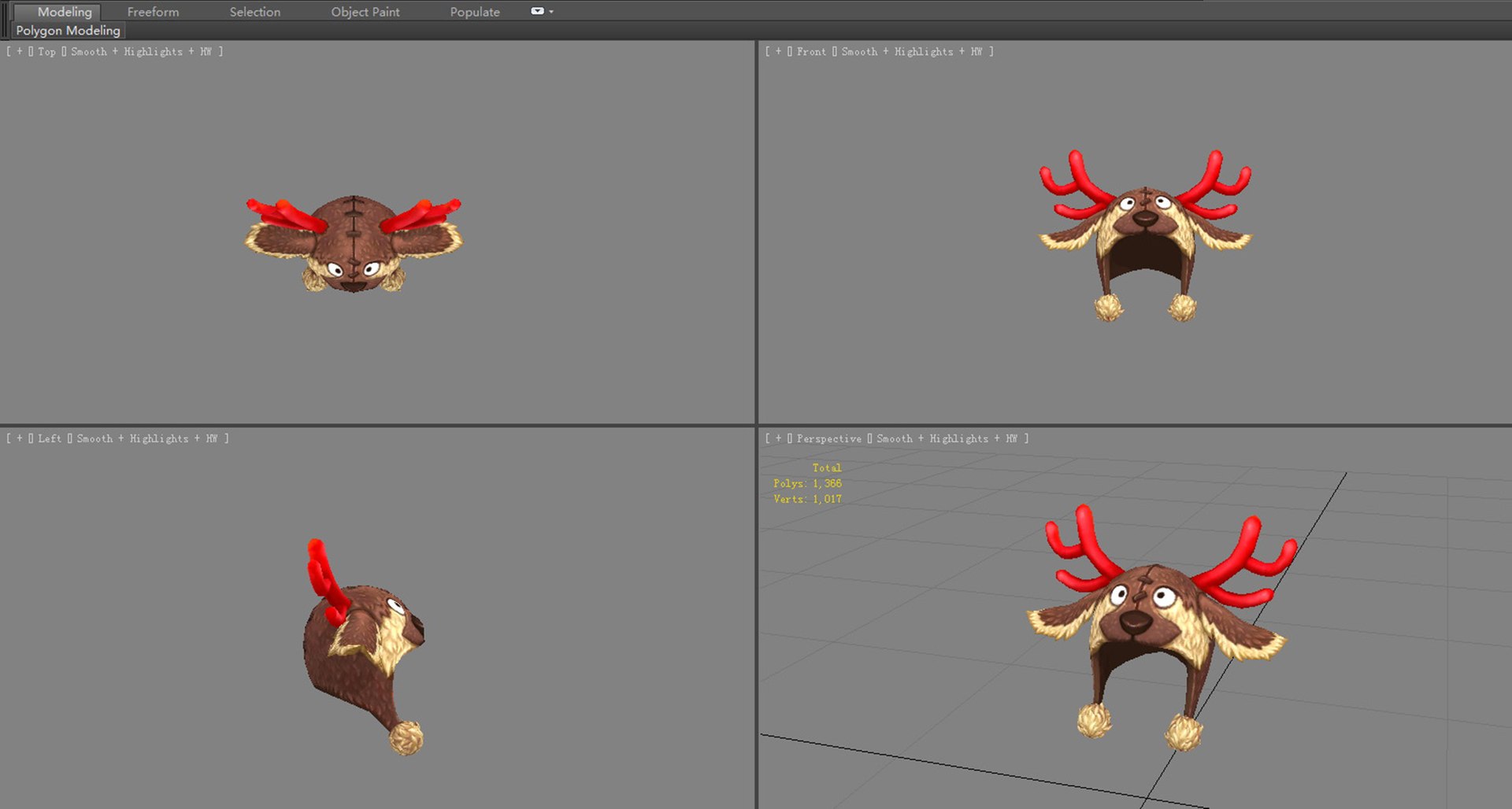 3D Cartoon Elk Hat Low-poly - TurboSquid 1957496