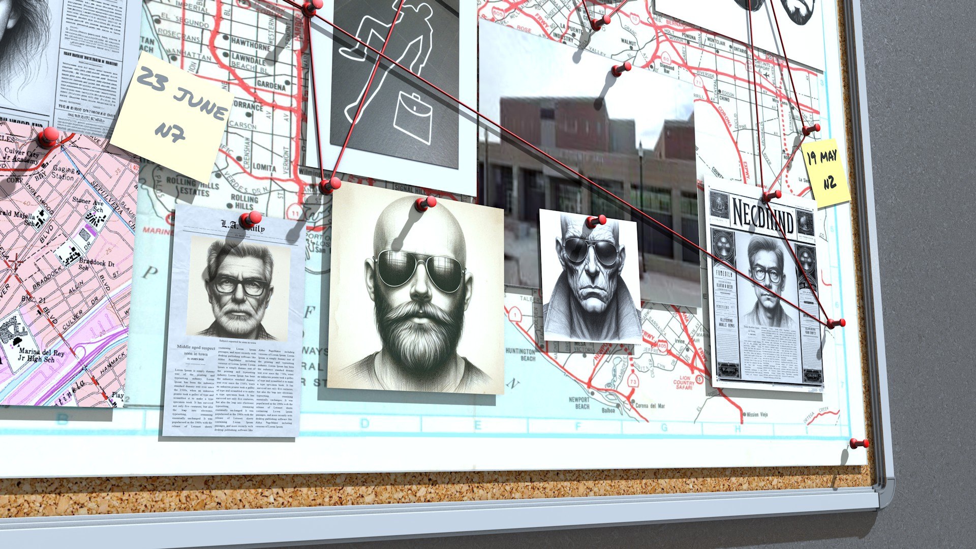 3D Crime Scene Evidence Board Model - TurboSquid 2236454