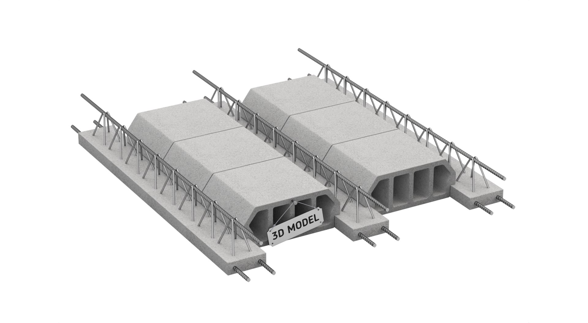 3D Concrete Floor Slab Block System - TurboSquid 2168735