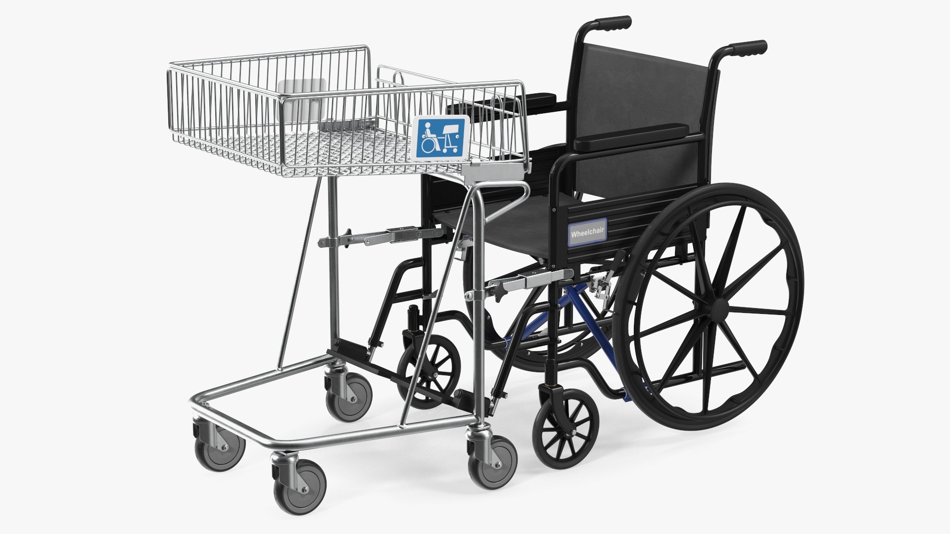 Wheelchair with Disabled Persons Shopping Cart model - TurboSquid 2061478