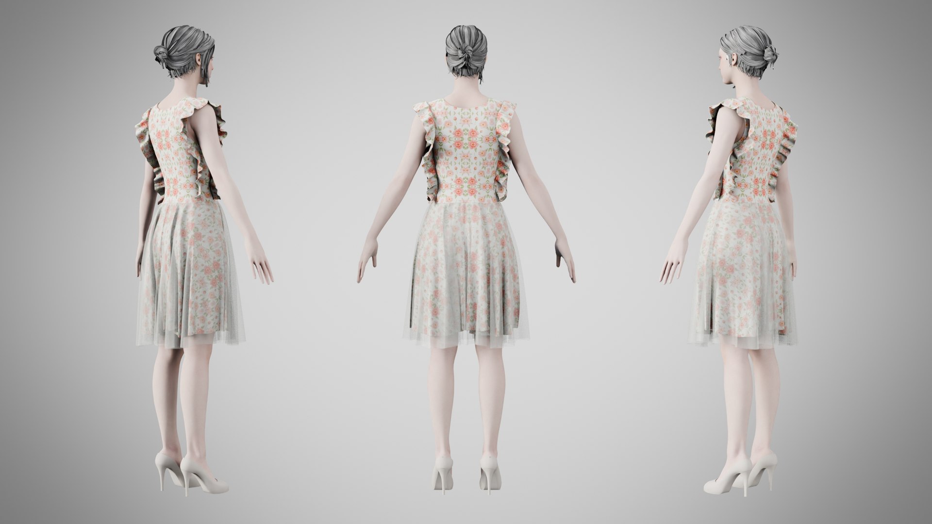 Dress 20 Soft Floral Bloom 3D Model - TurboSquid 2469562