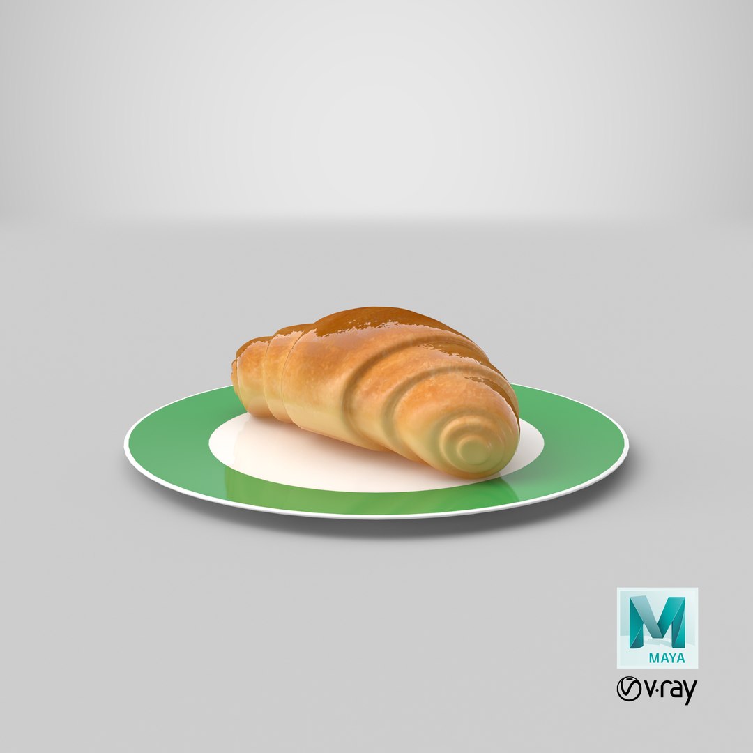 3D Croissant Plate - TurboSquid 1666033