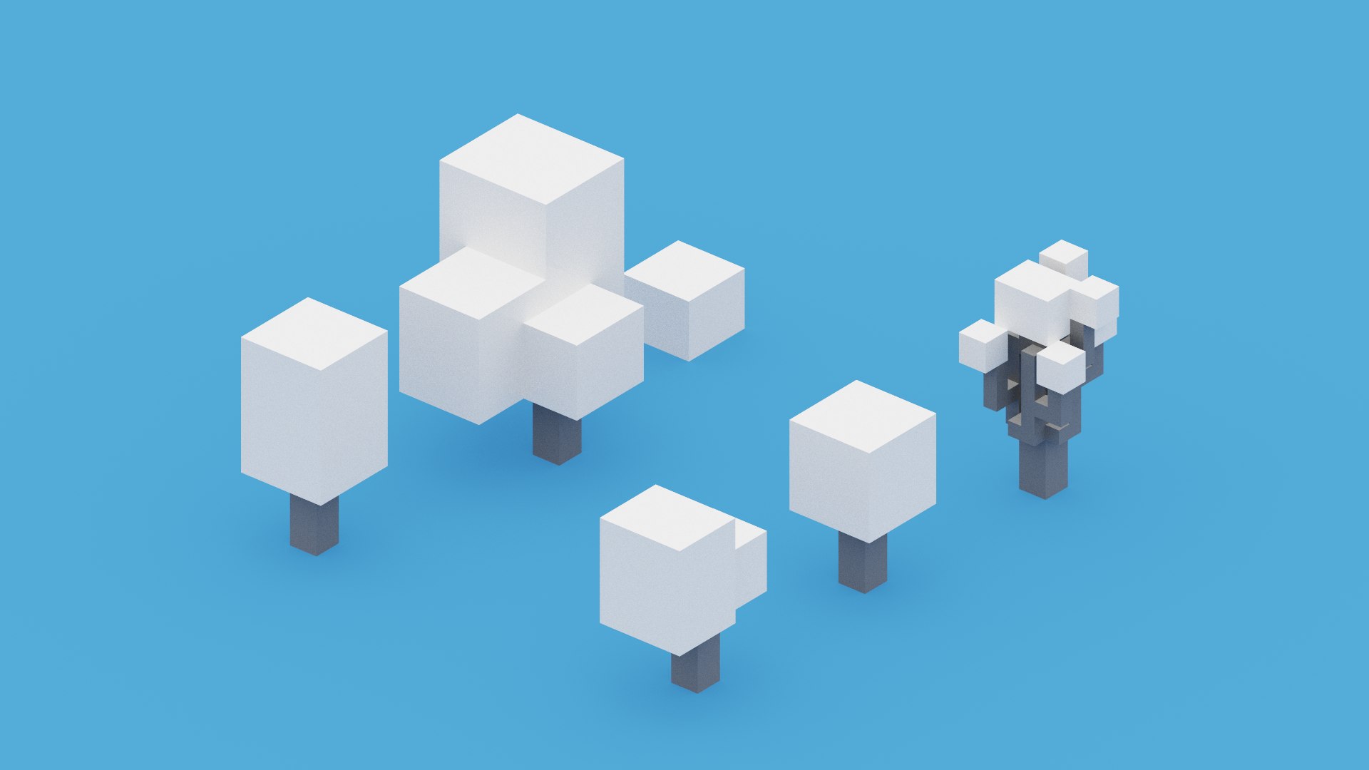 3D White Tree Set Low Poly - TurboSquid 2111464