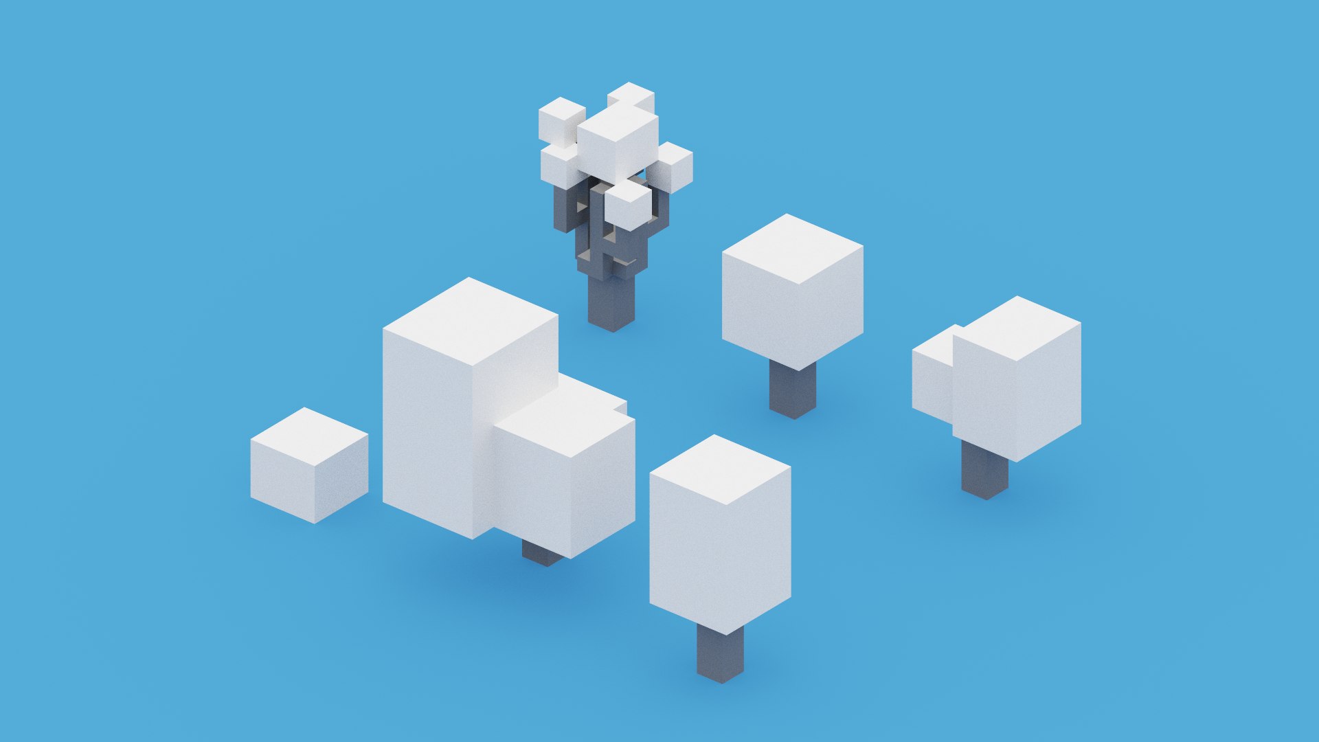 3D White Tree Set Low Poly - TurboSquid 2111464