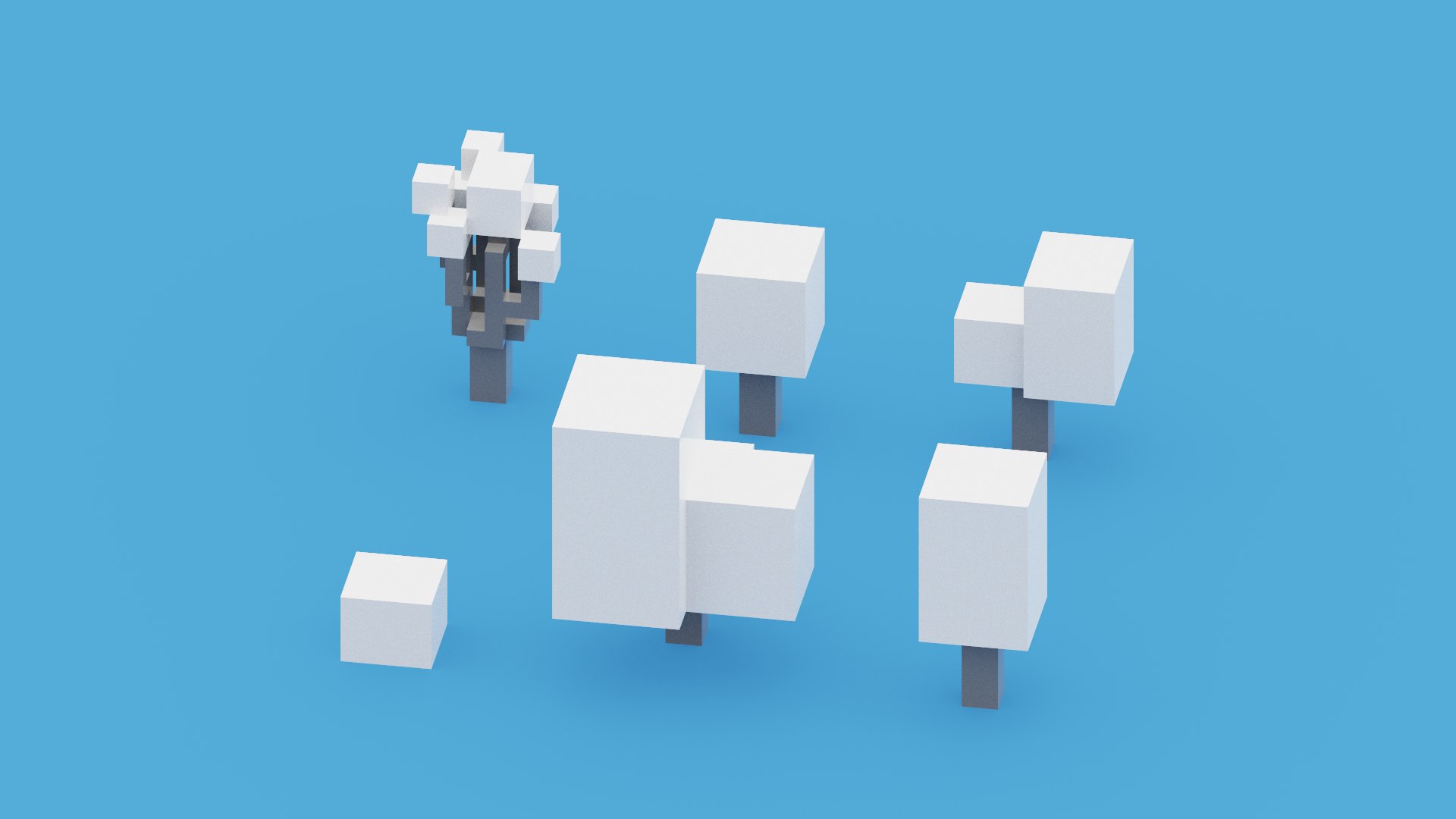 3D White Tree Set Low Poly - TurboSquid 2111464