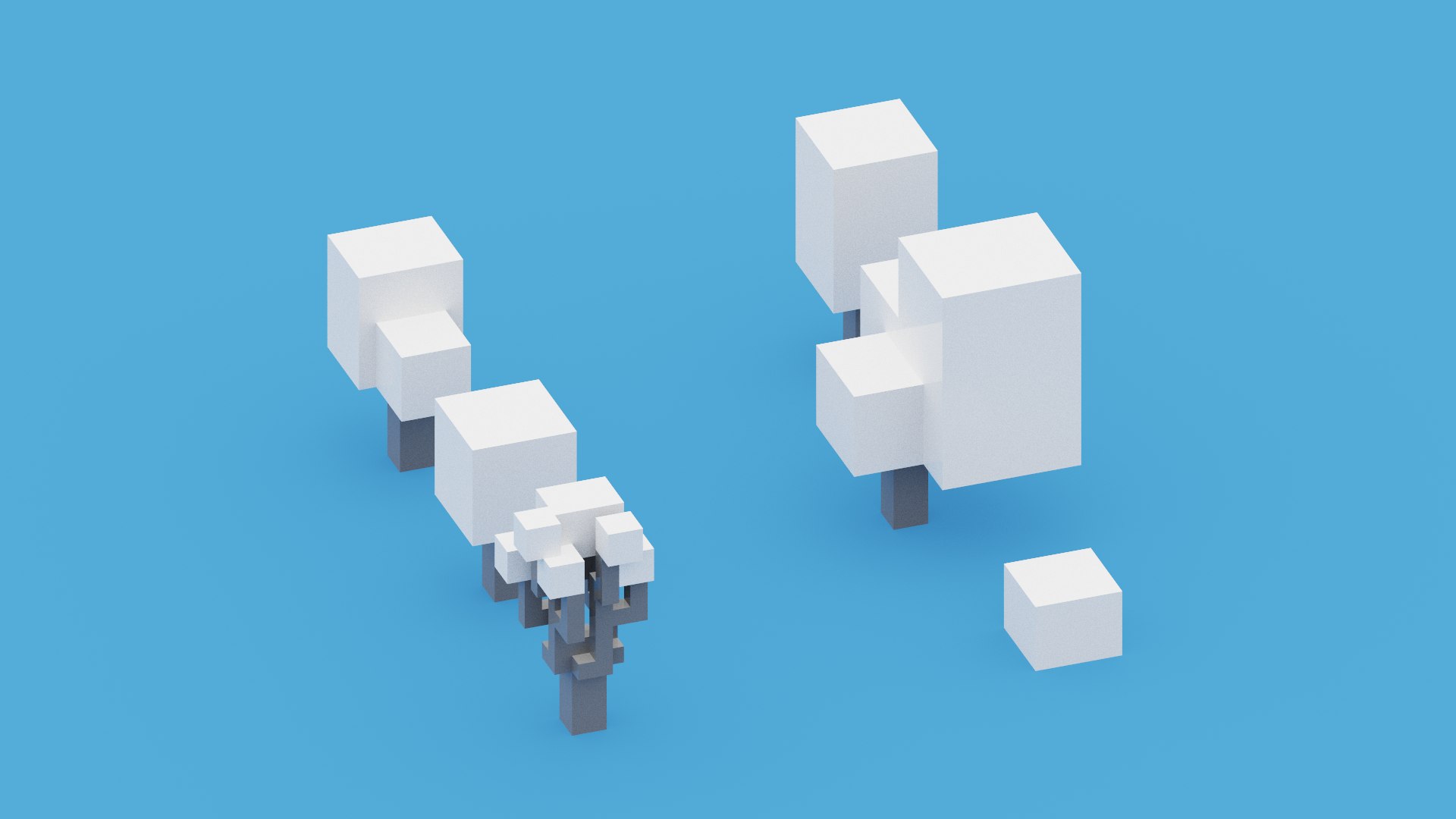 3D White Tree Set Low Poly - TurboSquid 2111464