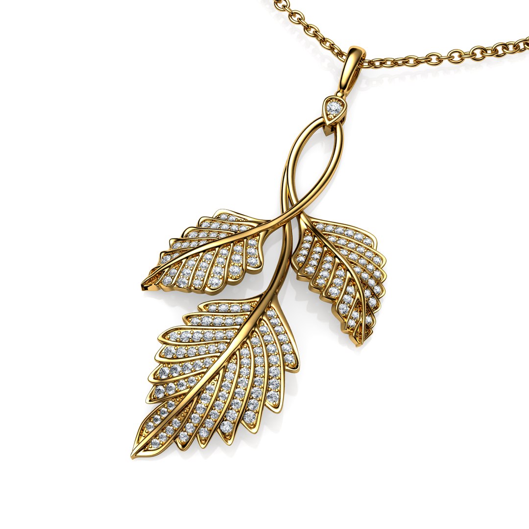 Leaf Pendant Necklace 3D Model - TurboSquid 2208472