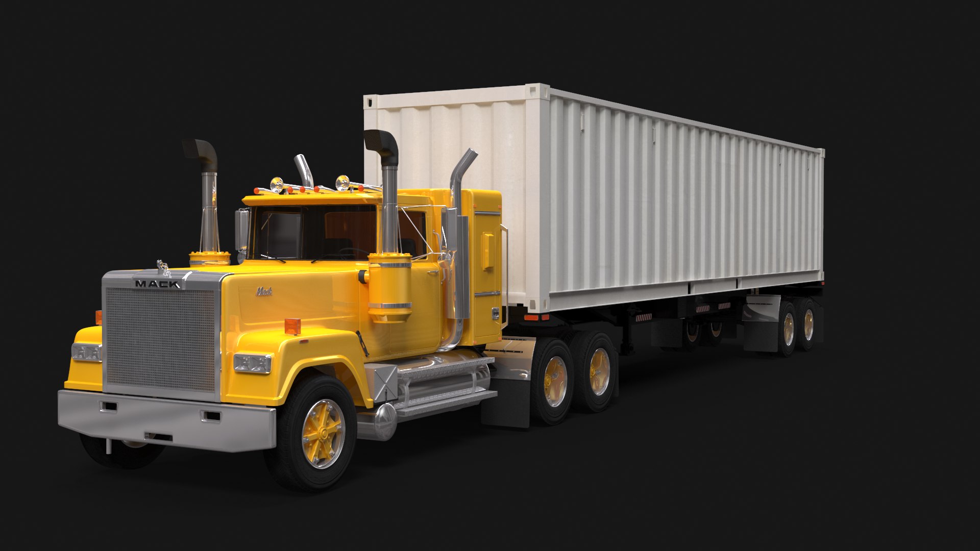 Mack Superliner 1993 Container Trailer 3D Model - TurboSquid 1743100