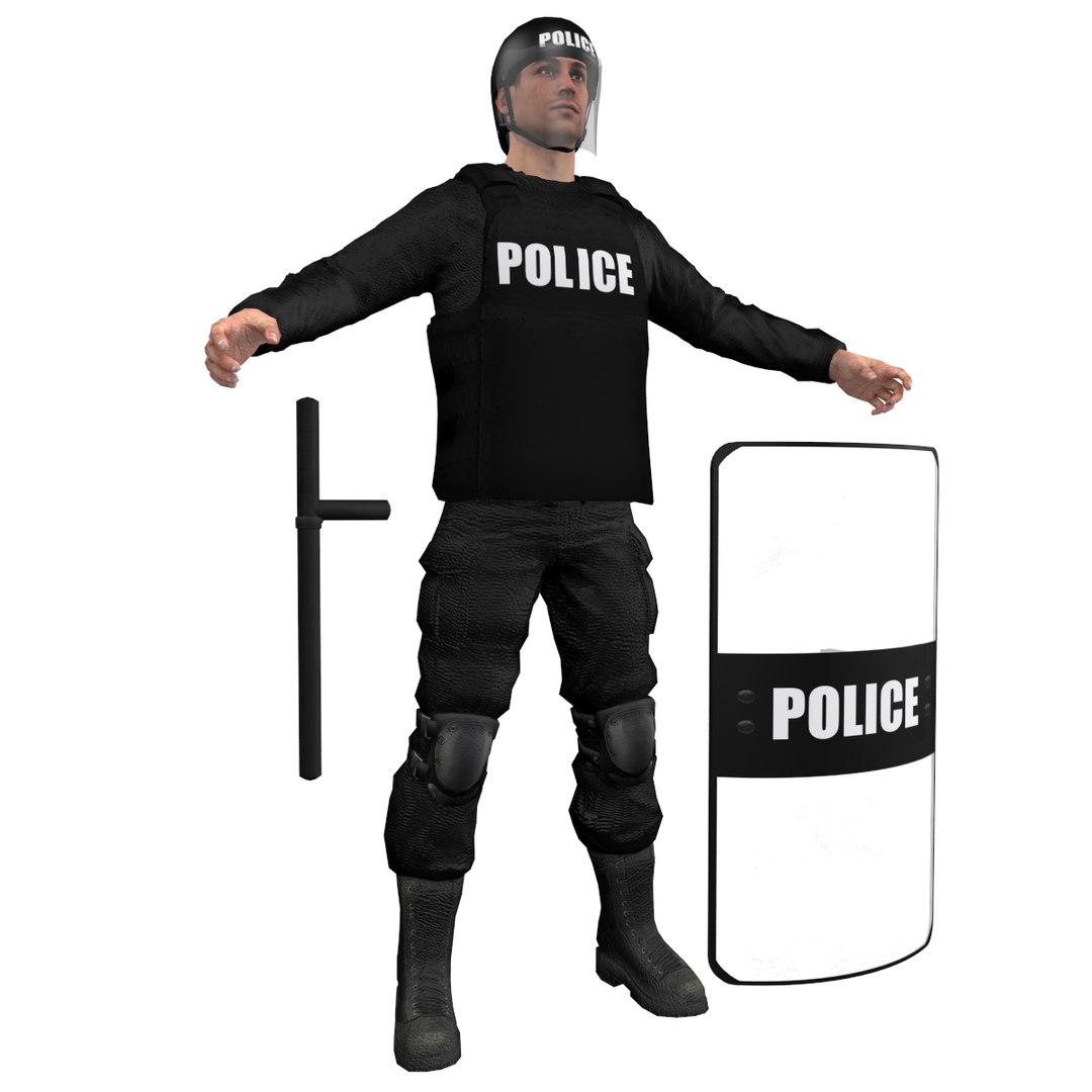 3d police officers pack model