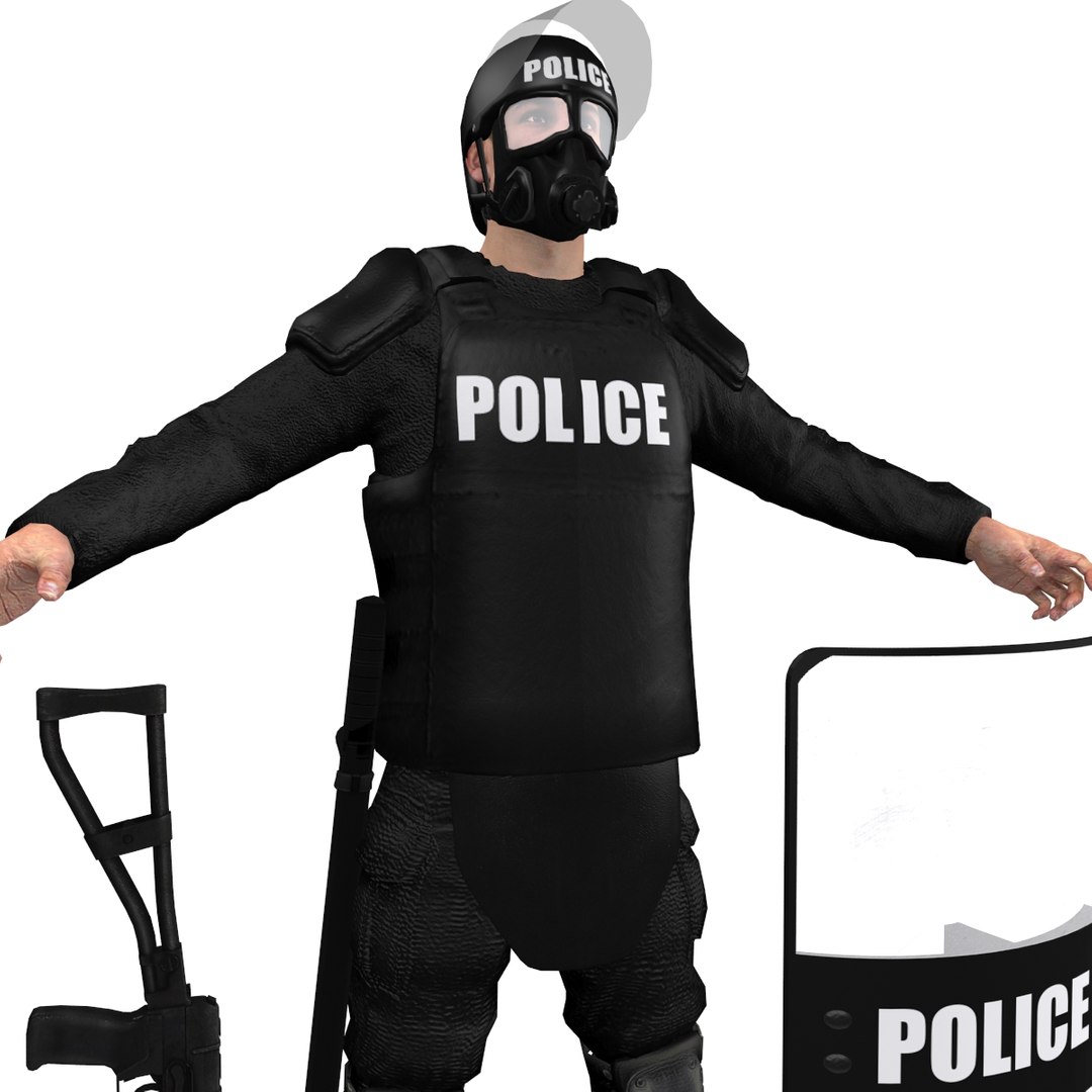 3d police officers pack model