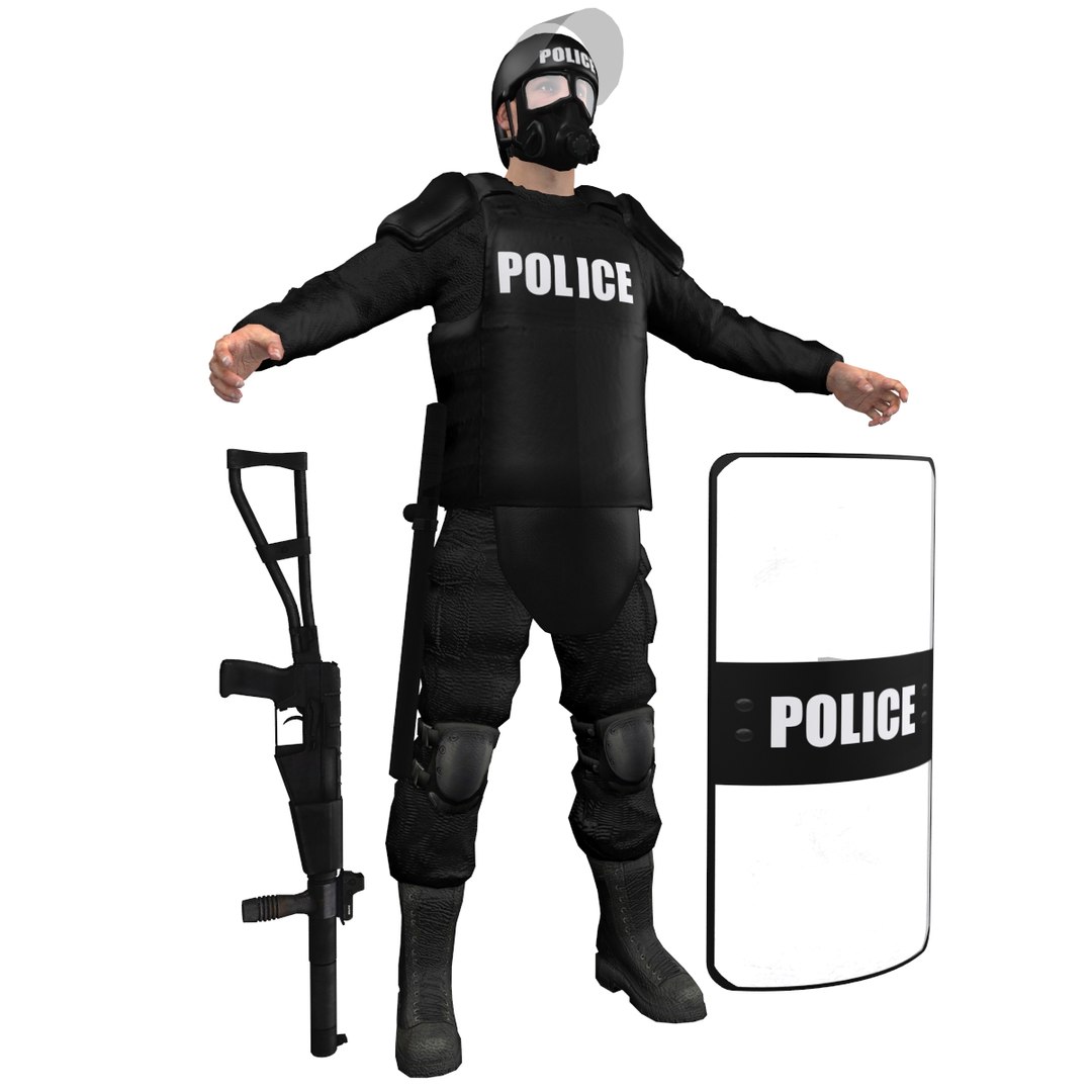 3d police officers pack model
