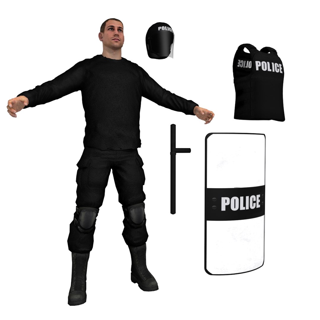 3d police officers pack model