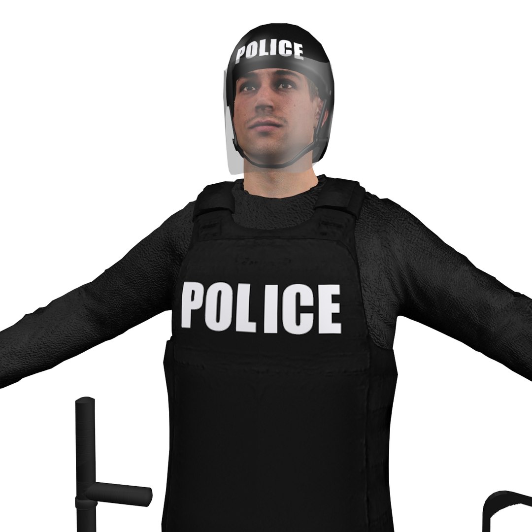 3d police officers pack model