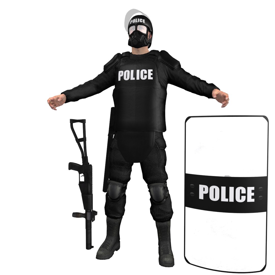 3d police officers pack model