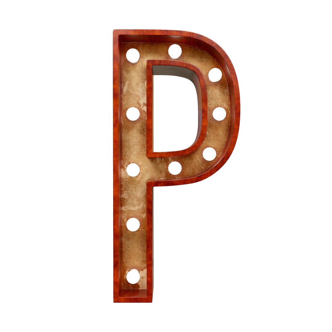 Marquee Letter P Light Bulb Wooden Glow Sign 3D Model - TurboSquid 1974493