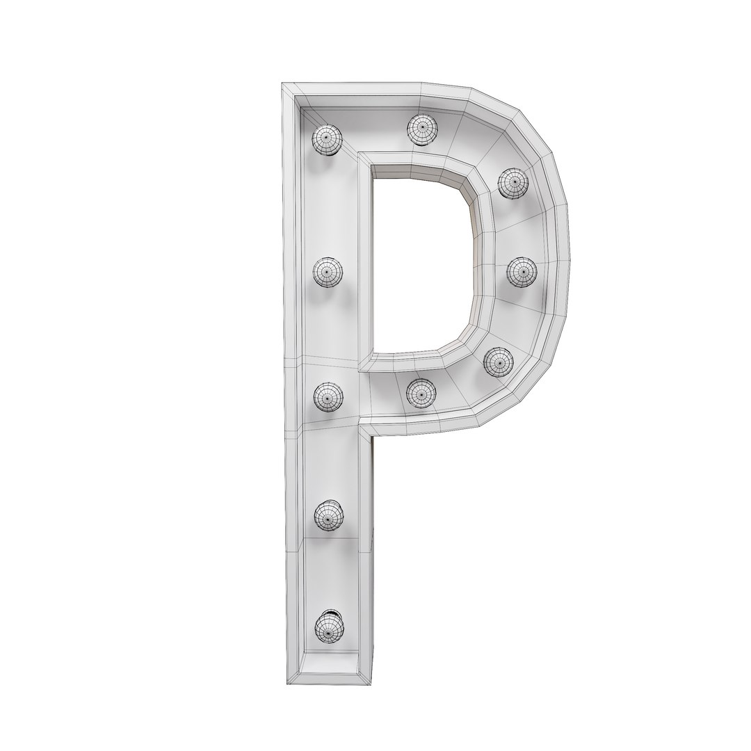 Marquee Letter P Light Bulb Wooden Glow Sign 3D Model - TurboSquid 1974493