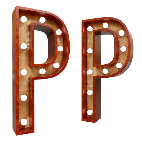 Marquee letter P light bulb wooden glow sign 3D model - TurboSquid 1974493
