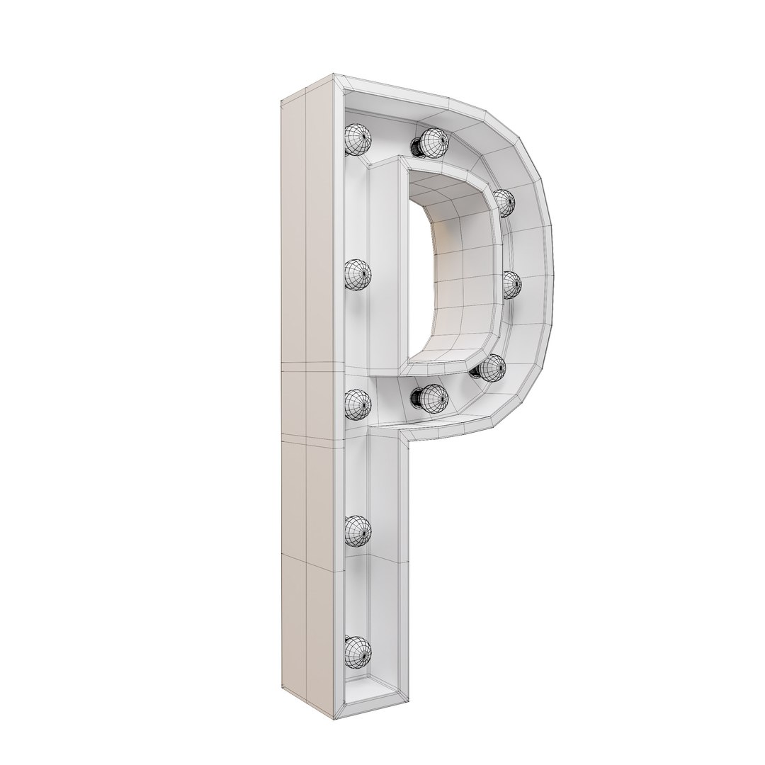 Marquee Letter P Light Bulb Wooden Glow Sign 3D Model - TurboSquid 1974493