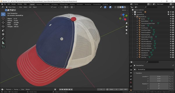 Baseball Cap Configurator Ready 3D model - TurboSquid 1905766