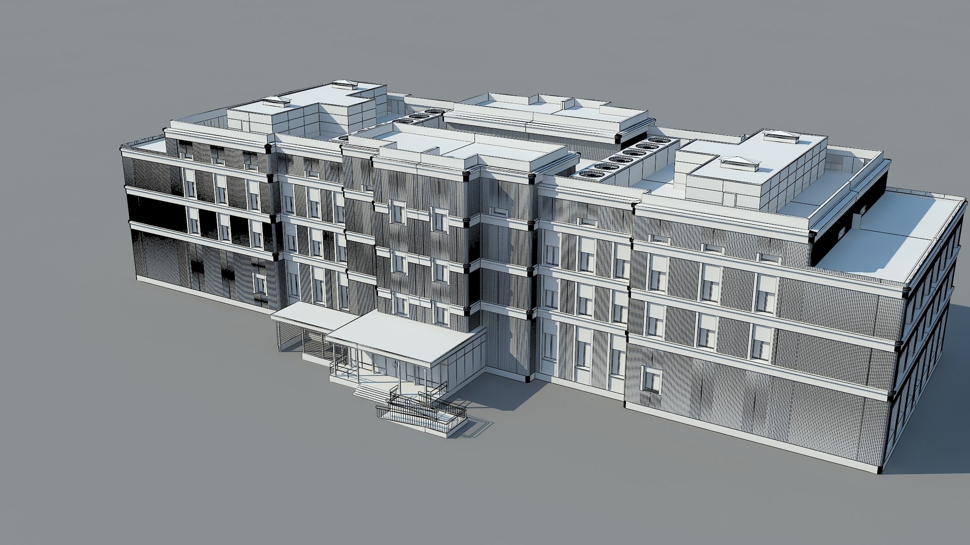 Hospital Building 3D Model - TurboSquid 1627855