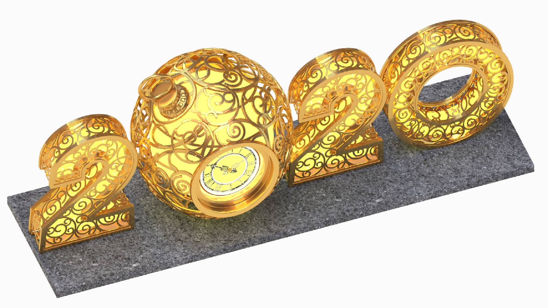 3D digits 2020 year - TurboSquid 1479597