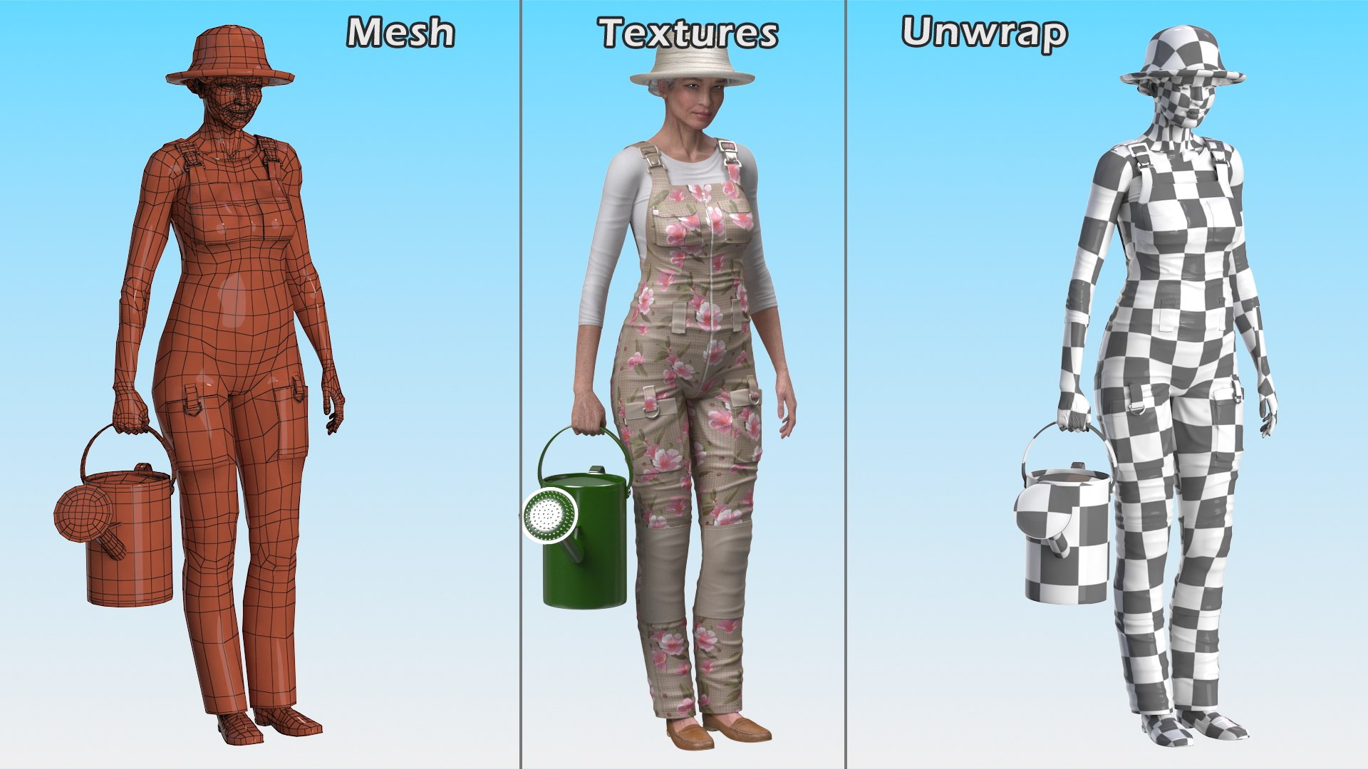 3D Asian Grandma Gardener Style Standing model - TurboSquid 2083624