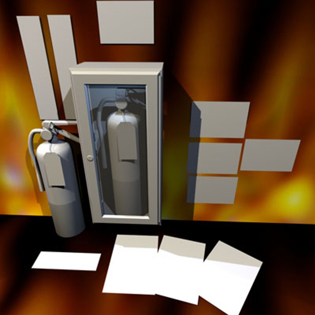 3d Extinguisher Cabinet 01 Flame