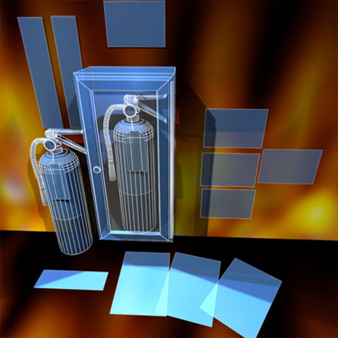3d Extinguisher Cabinet 01 Flame