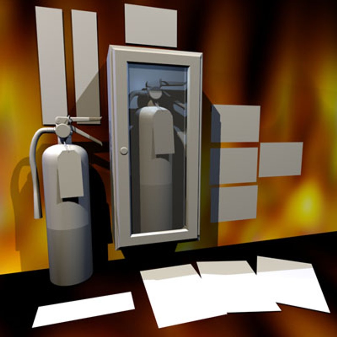 3d Extinguisher Cabinet 01 Flame