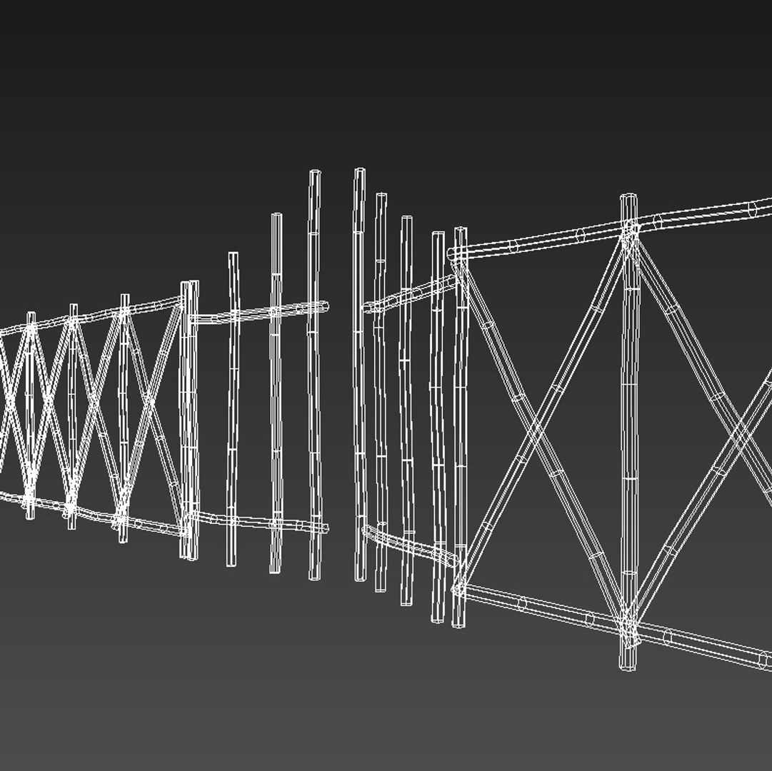 3D old bamboo gate fence model - TurboSquid 1454539