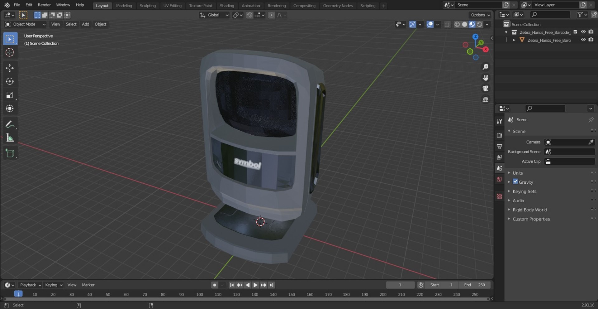3D Zebra Hands Free Barcode Scanner Model - TurboSquid 2055311
