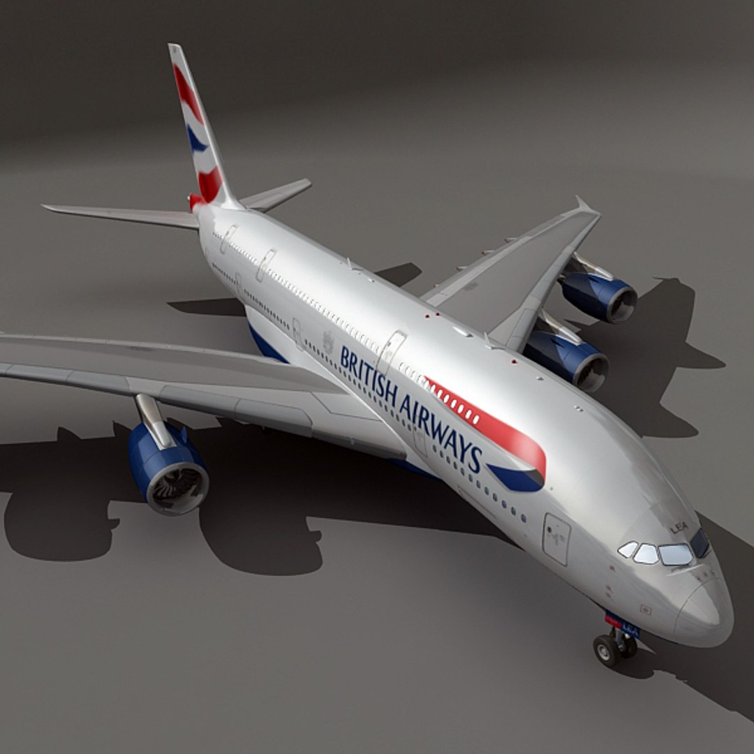 3d Airbus A380 Plane British Airways Model