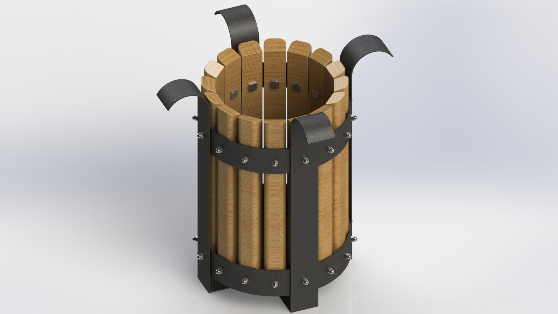 3D Wooden Trash Bin Designed In SolidWorks - TurboSquid 2269159