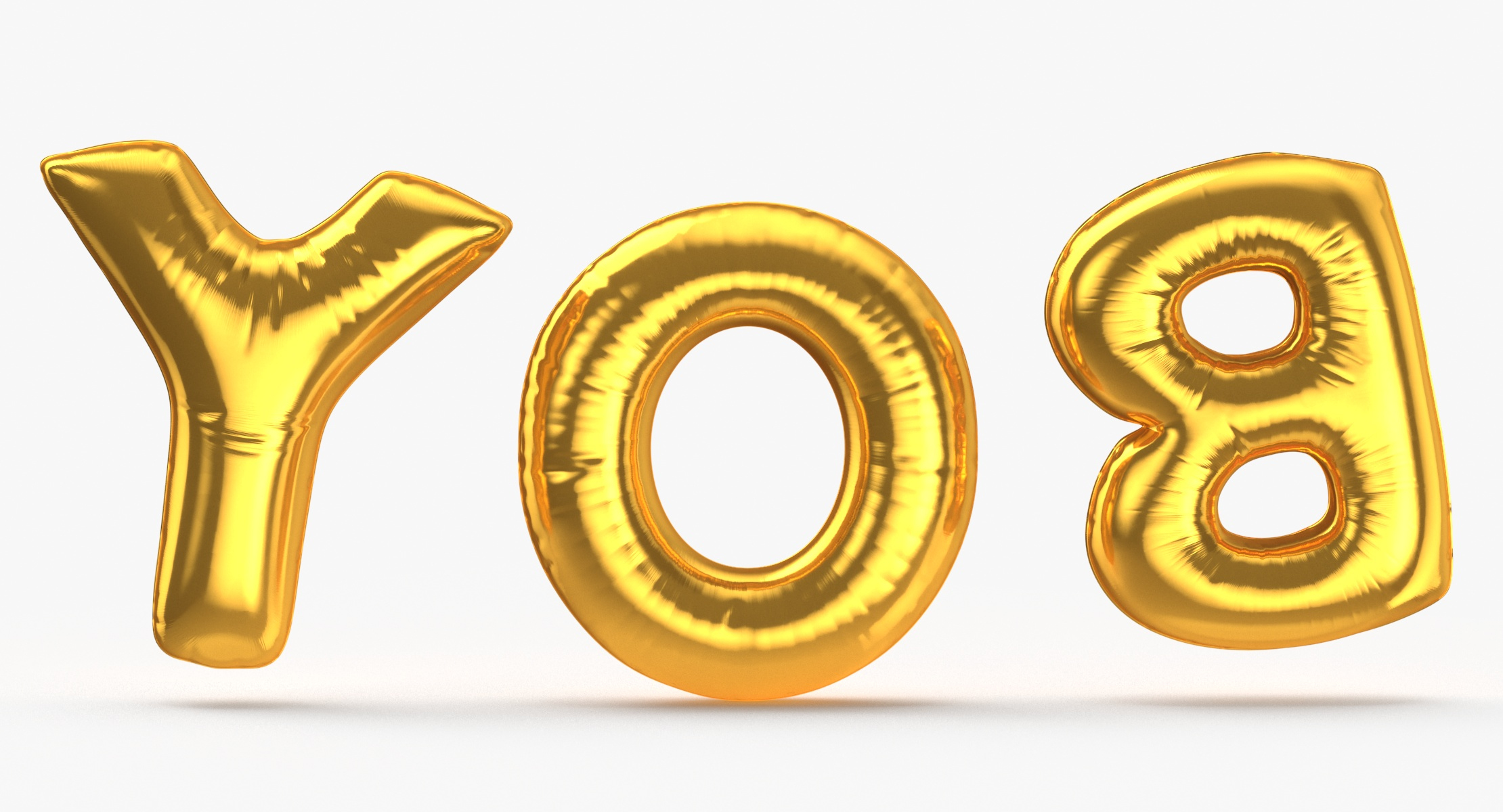 3D Foil Balloon Words Boy Gold - TurboSquid 1740063