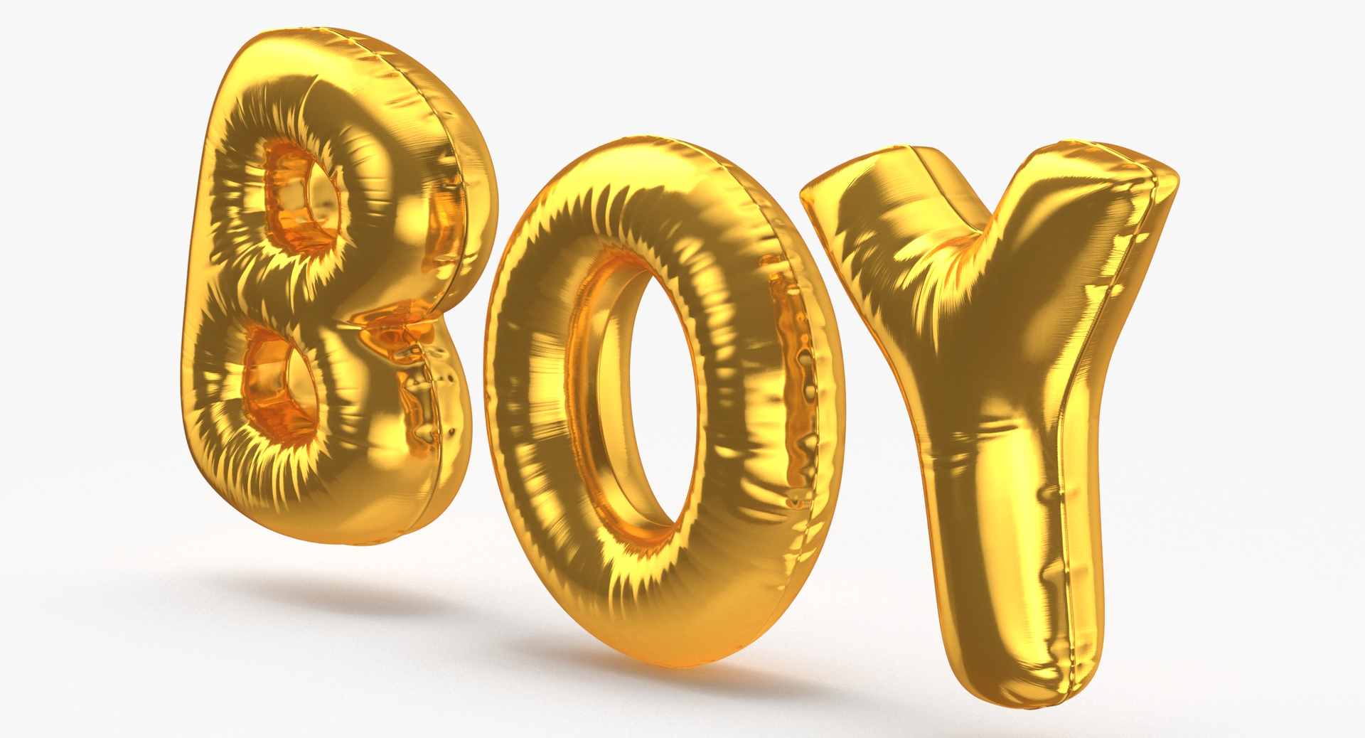 3D Foil Balloon Words Boy Gold - TurboSquid 1740063