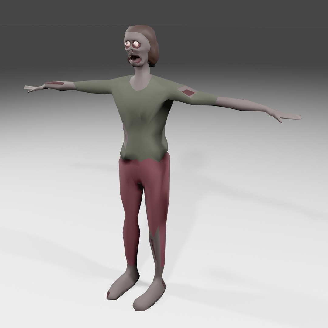 6 Zombies Asset Rigged Males Females Boy Girl Models Low-poly 3D 3D ...