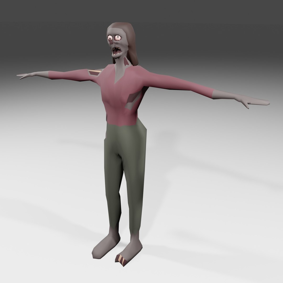 6 Zombies Asset Rigged Males Females Boy Girl Models low-poly 3D 3D ...