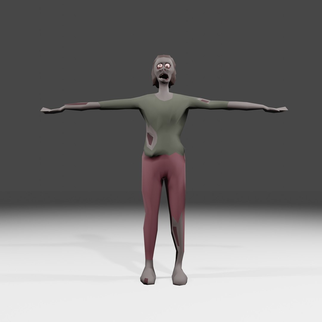 6 Zombies Asset Rigged Males Females Boy Girl Models Low-poly 3D 3D ...
