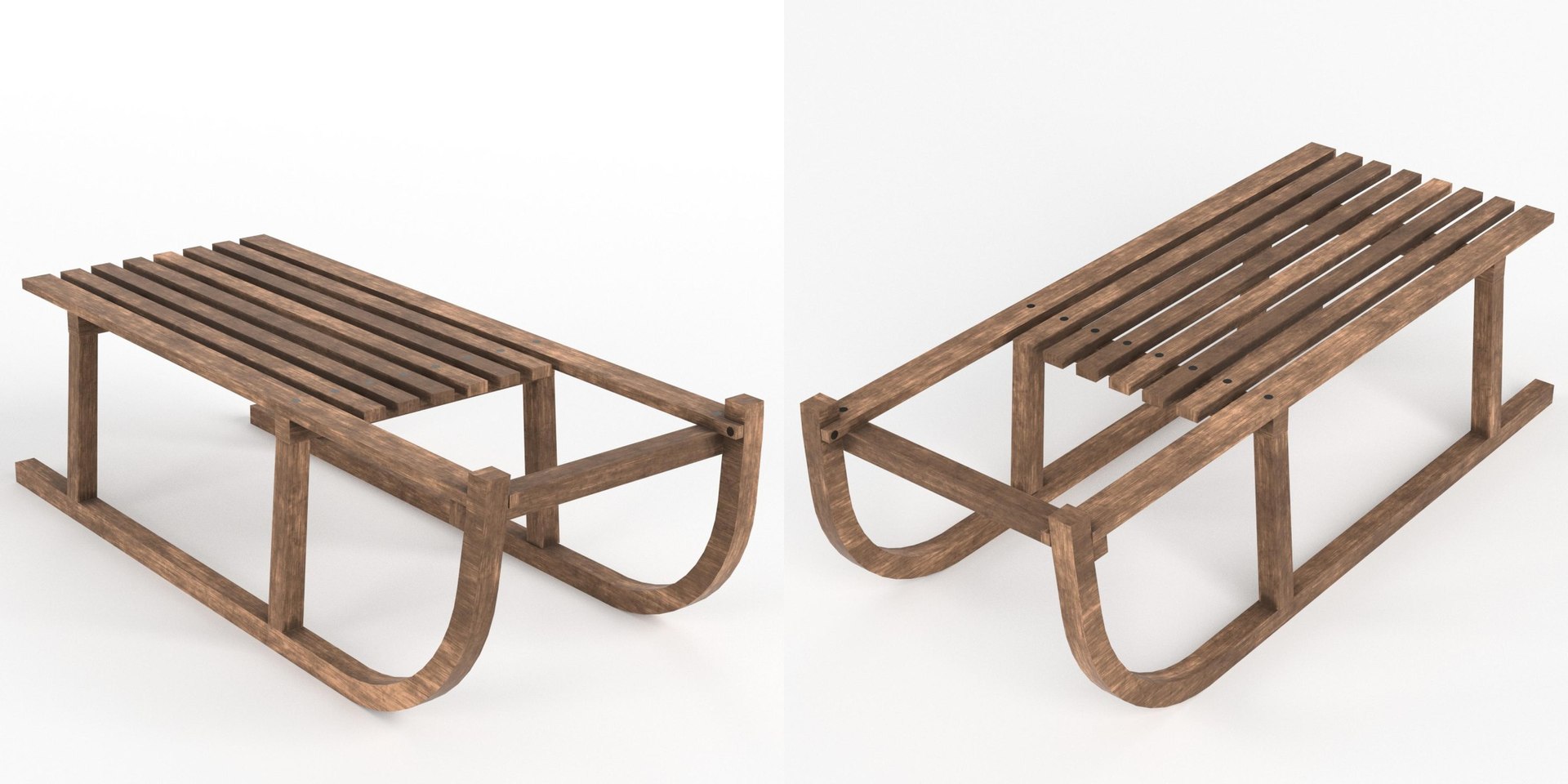 Vintage Wooden Sled 3D Model - TurboSquid 1474001
