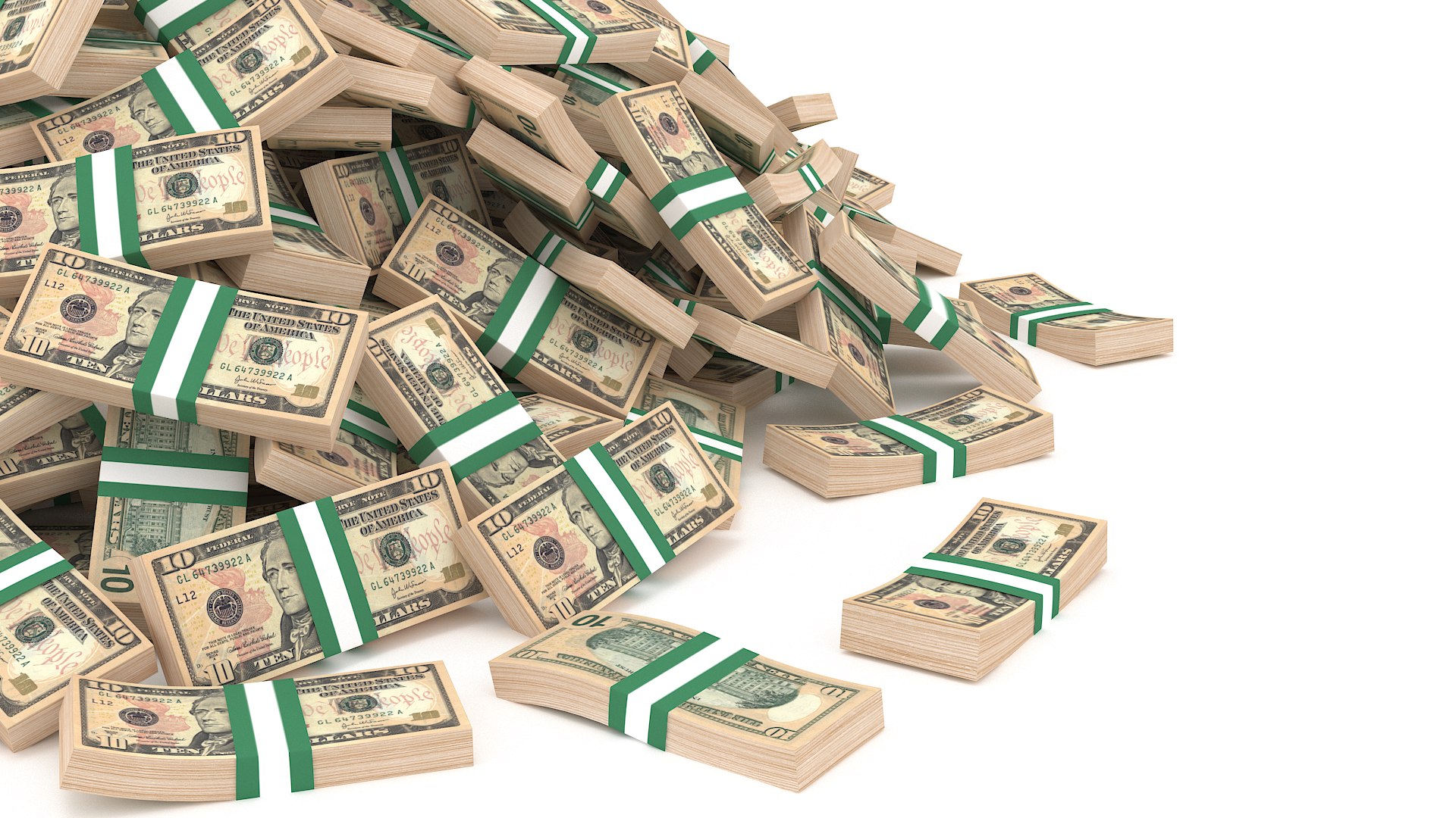10 dollar bill stack model - TurboSquid 1646316