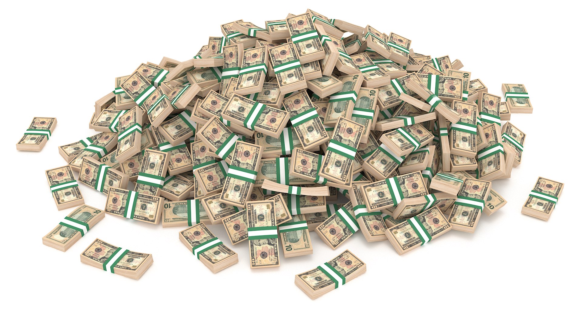 10 dollar bill stack model - TurboSquid 1646316