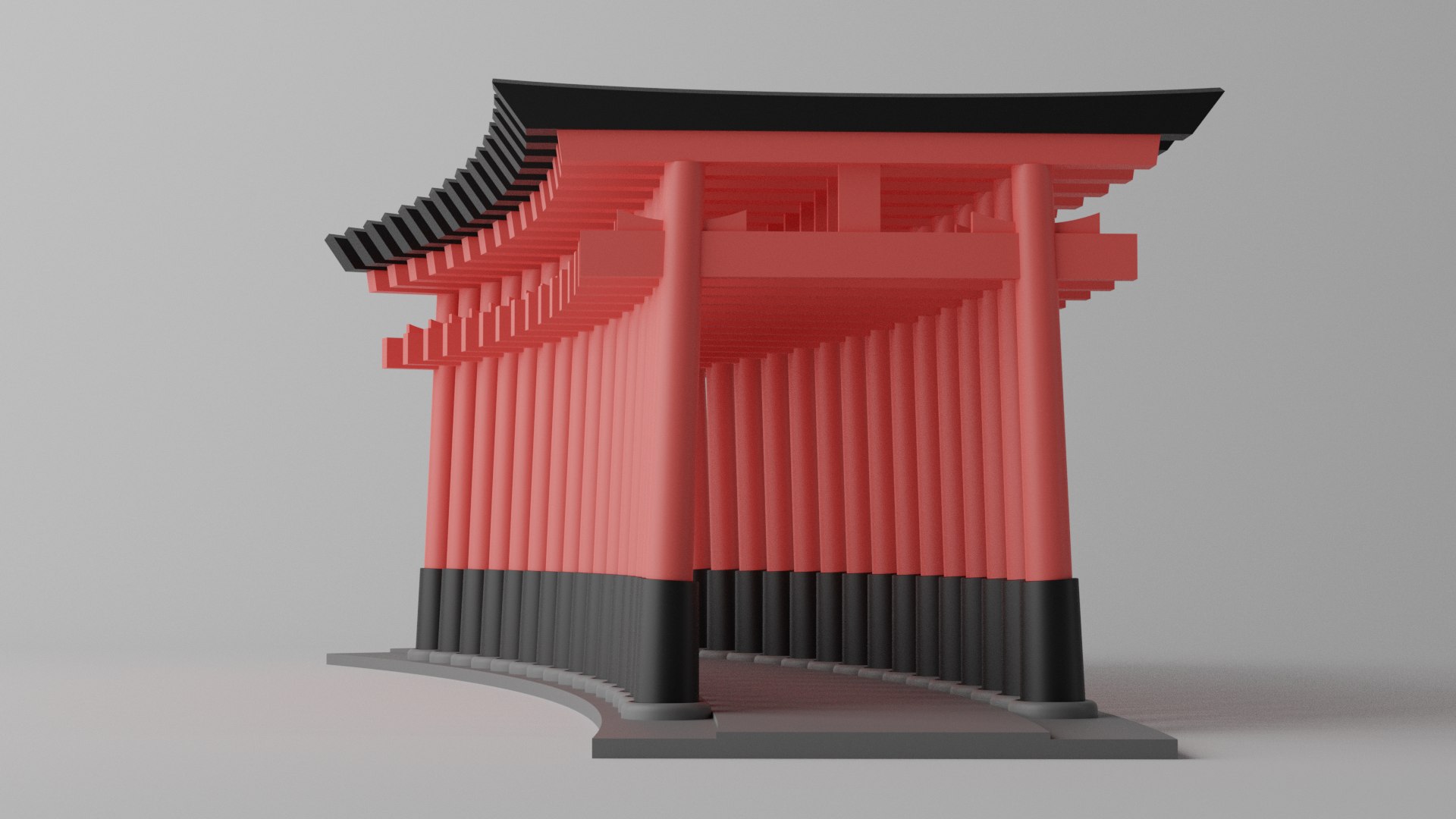 Cartoon Japanese Kyoto Fushimi Inari-Taisha Shrine Torii Gate Model ...