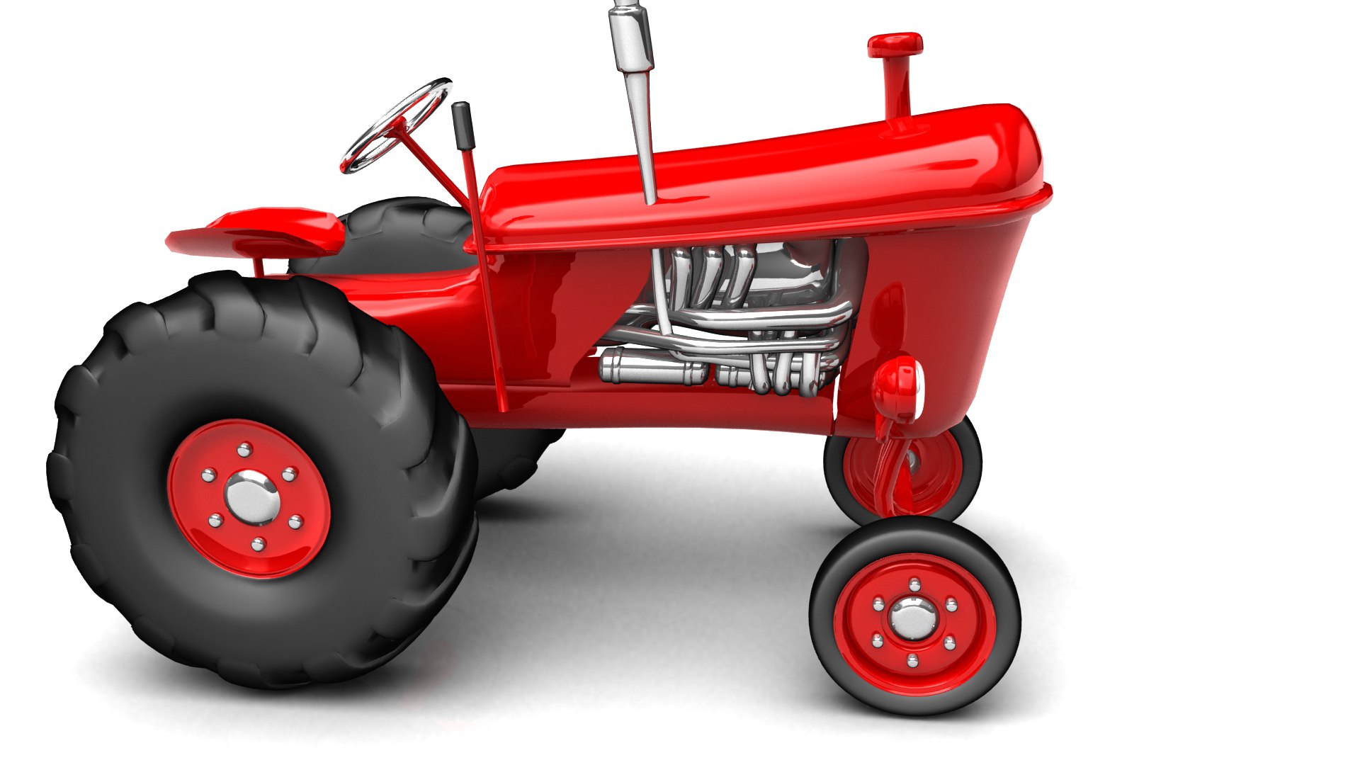 Tractor Vintage Red Farming 3ds