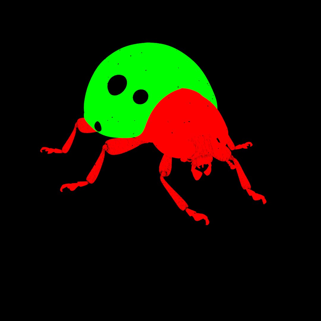 3d Animation Ladybug V-ray Fur Model