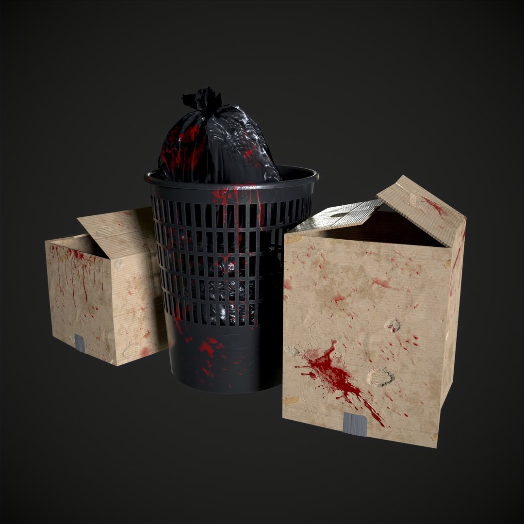 Trash Can And Carton Box Model - TurboSquid 2134576