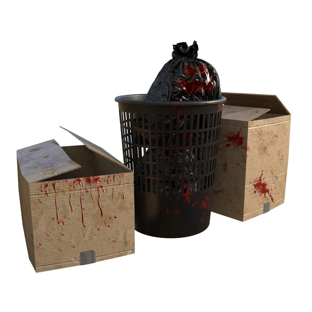 Trash Can and Carton Box model - TurboSquid 2134576